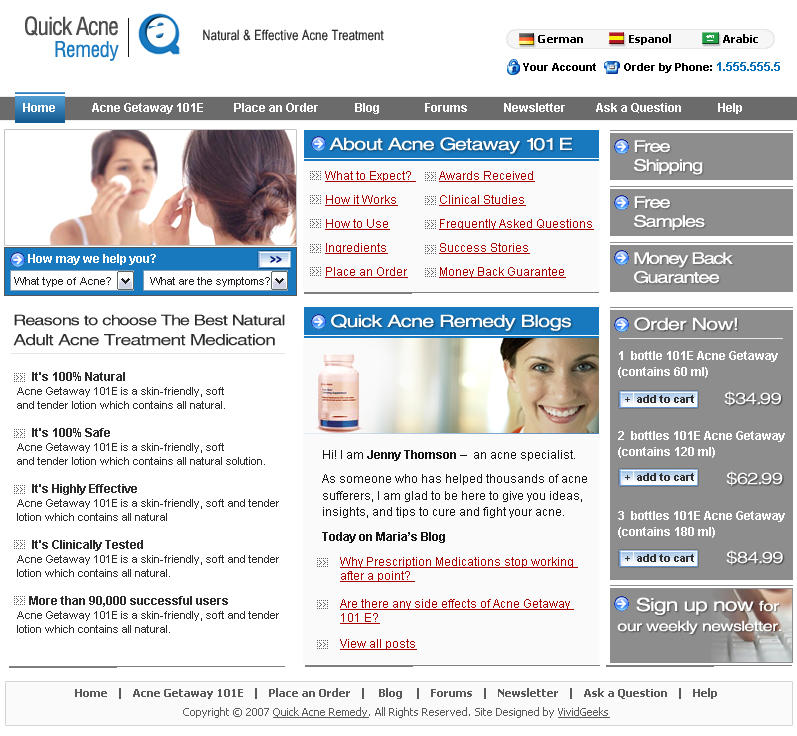 Web Template for Acne product by konnekt on DeviantArt