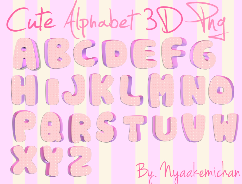 Cute Alphabet 3D PNG - Abecedario PNG by NyaAkemiChan on DeviantArt