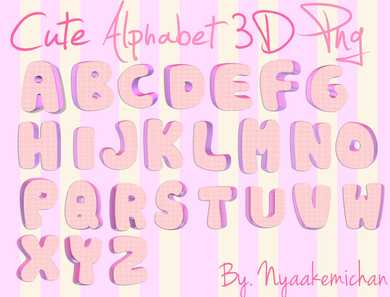 Cute Alphabet 3D PNG - Abecedario PNG by NyaAkemiChan on DeviantArt