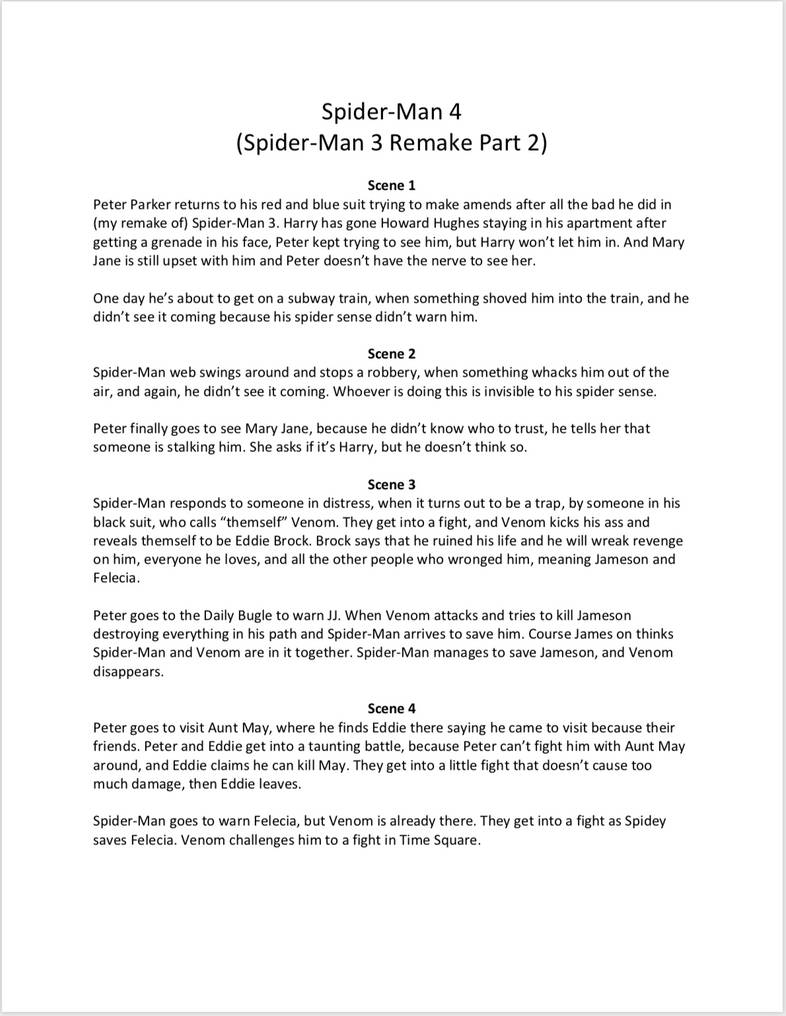 Spider-Man 4/Spider-Man 3 Remake Part 2 Treatment by WeylandYutaniCorp ...