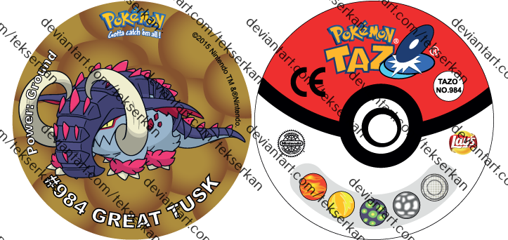 984 Great Tusk Pokemon Tazos Vector Drawing by tekserkan on DeviantArt
