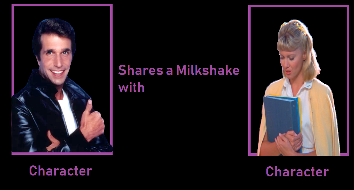 Fonzie shares a milkshake with Sandy by IrishWhoGirl on DeviantArt