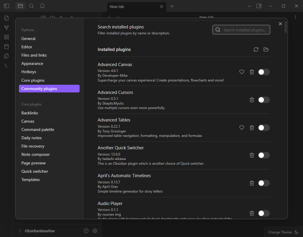 Obsidian Baseline 2025 - 100 Themes + 150 Plugins by CascadeHush on ...