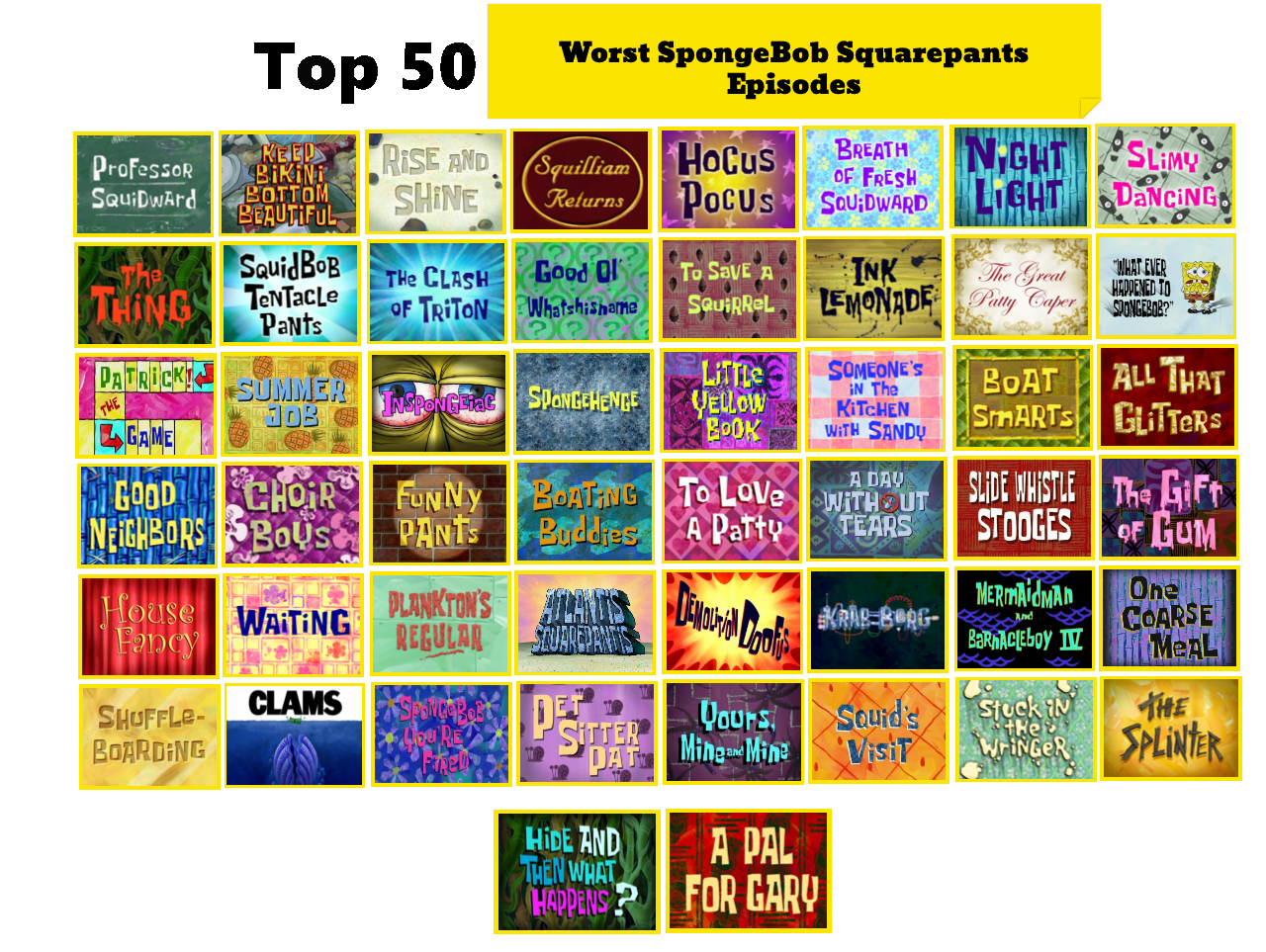 Top 50 Worst SpongeBob Squarepants Episodes by carlover1 on DeviantArt