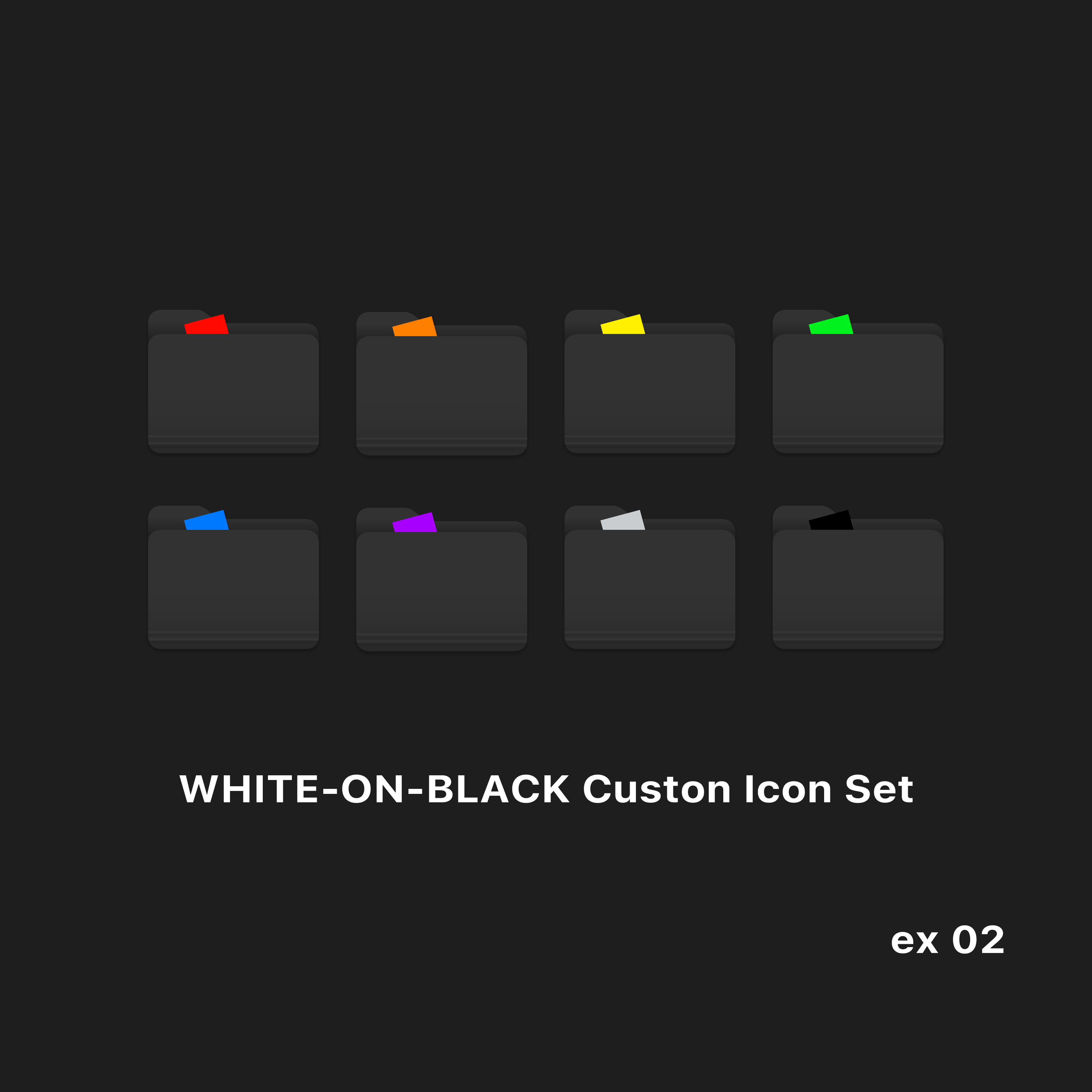 WHITE-ON-BLACK Custom Icon Set ex02 by mamohida on DeviantArt