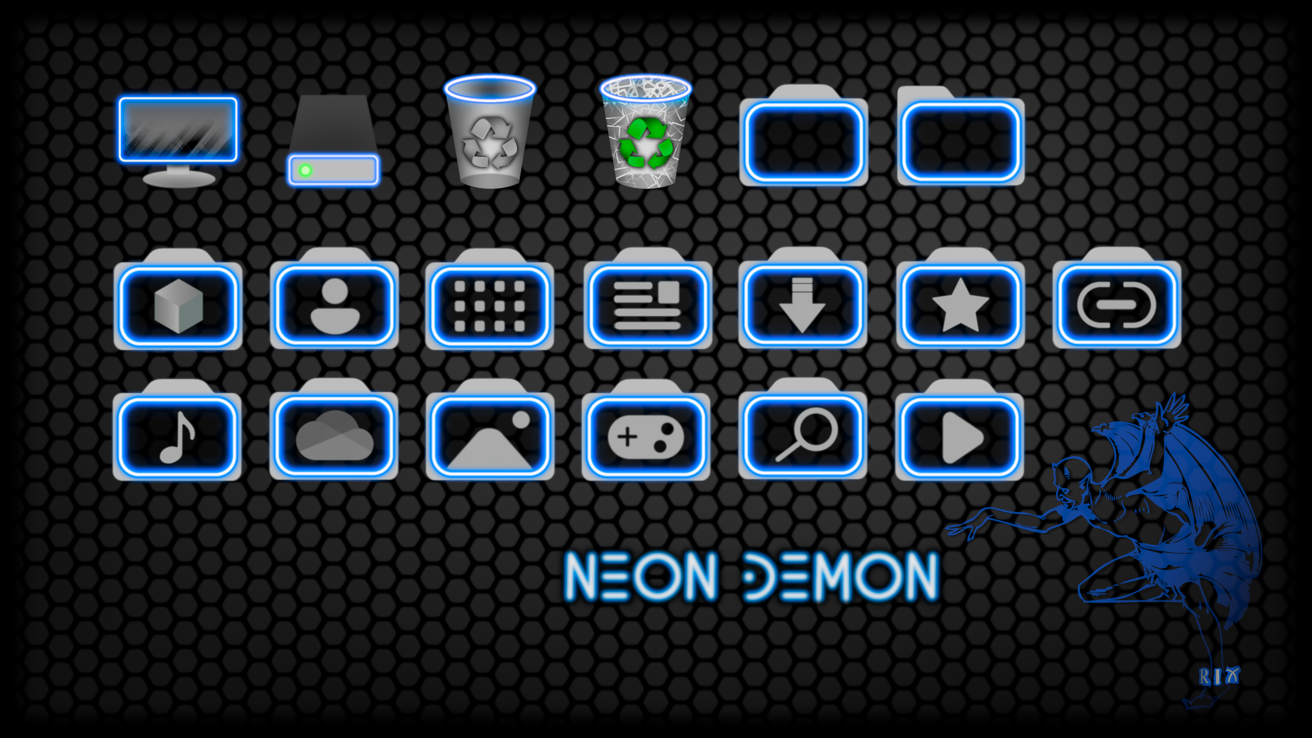 Neon Demon Icon Set for Windows (Blue Edition) by rix-wn on DeviantArt