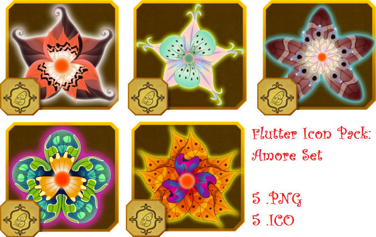Flutter: Amore Set Flower Icons by MoonMaiden32 on DeviantArt