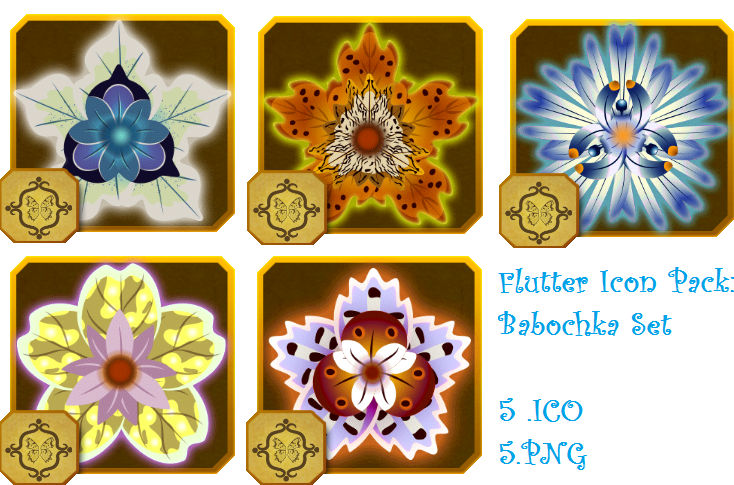 Flutter: Babochka Set Flower Icons by MoonMaiden32 on DeviantArt