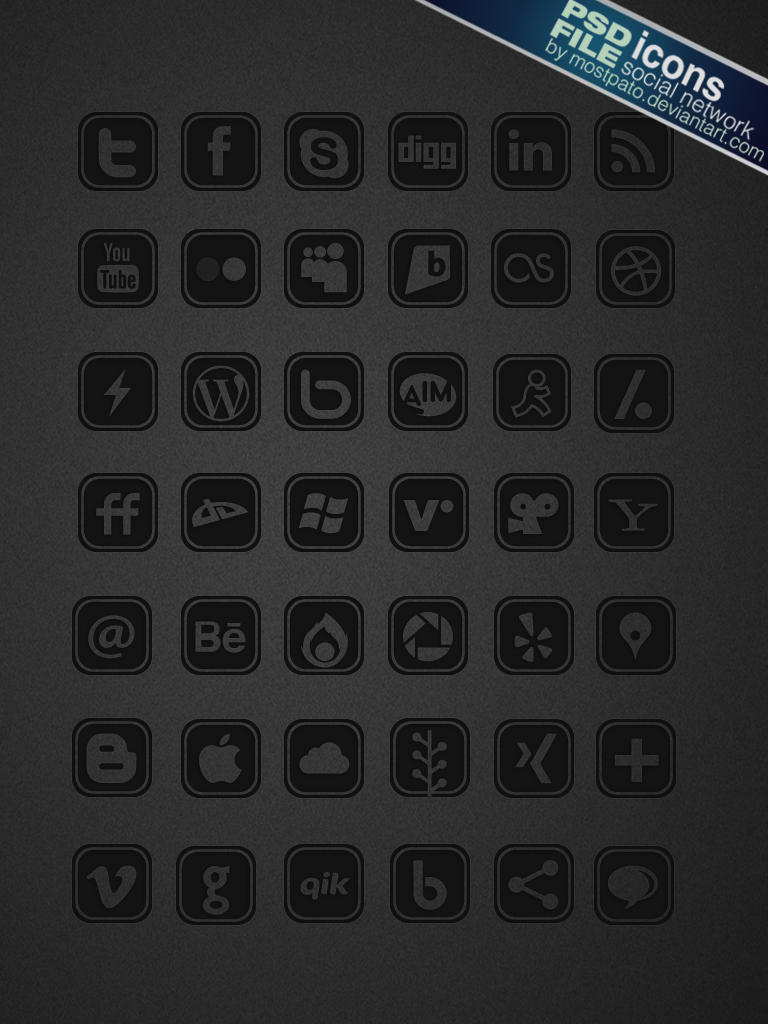 PSD Dark icons social by mostpato on DeviantArt