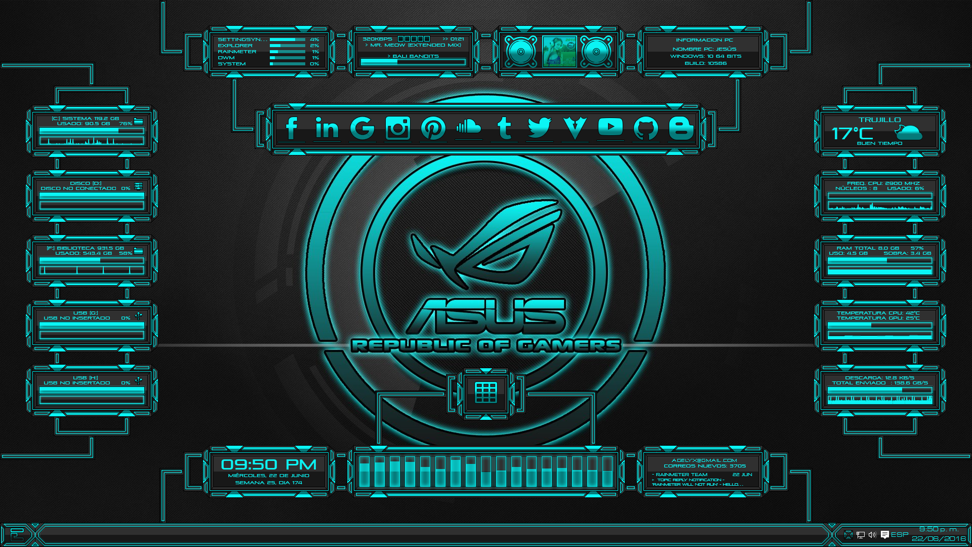 Tema Evolución Rainmeter Alienware Evolution Windows 8 | Mr.