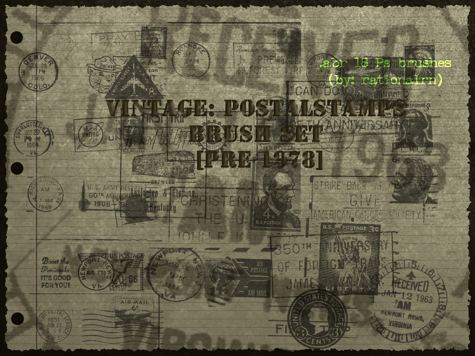 Vintage: postage stamps brushes by rationalrn on DeviantArt