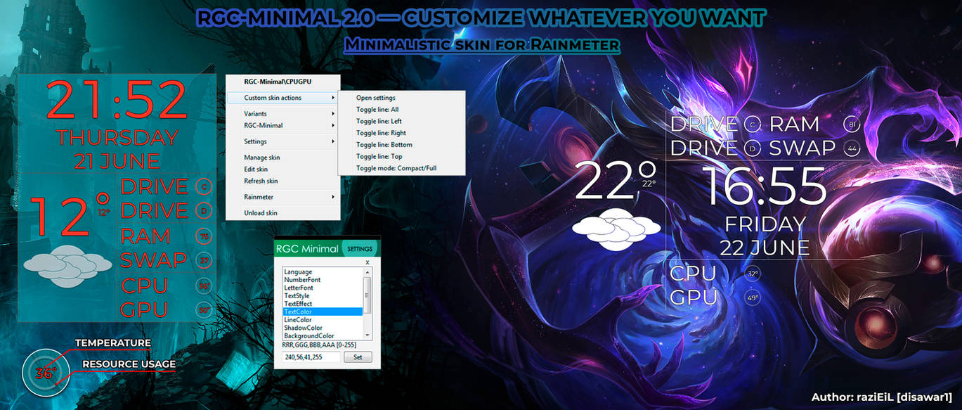 RGC-Minimal 2.0 For Rainmeter by raziEiL on DeviantArt