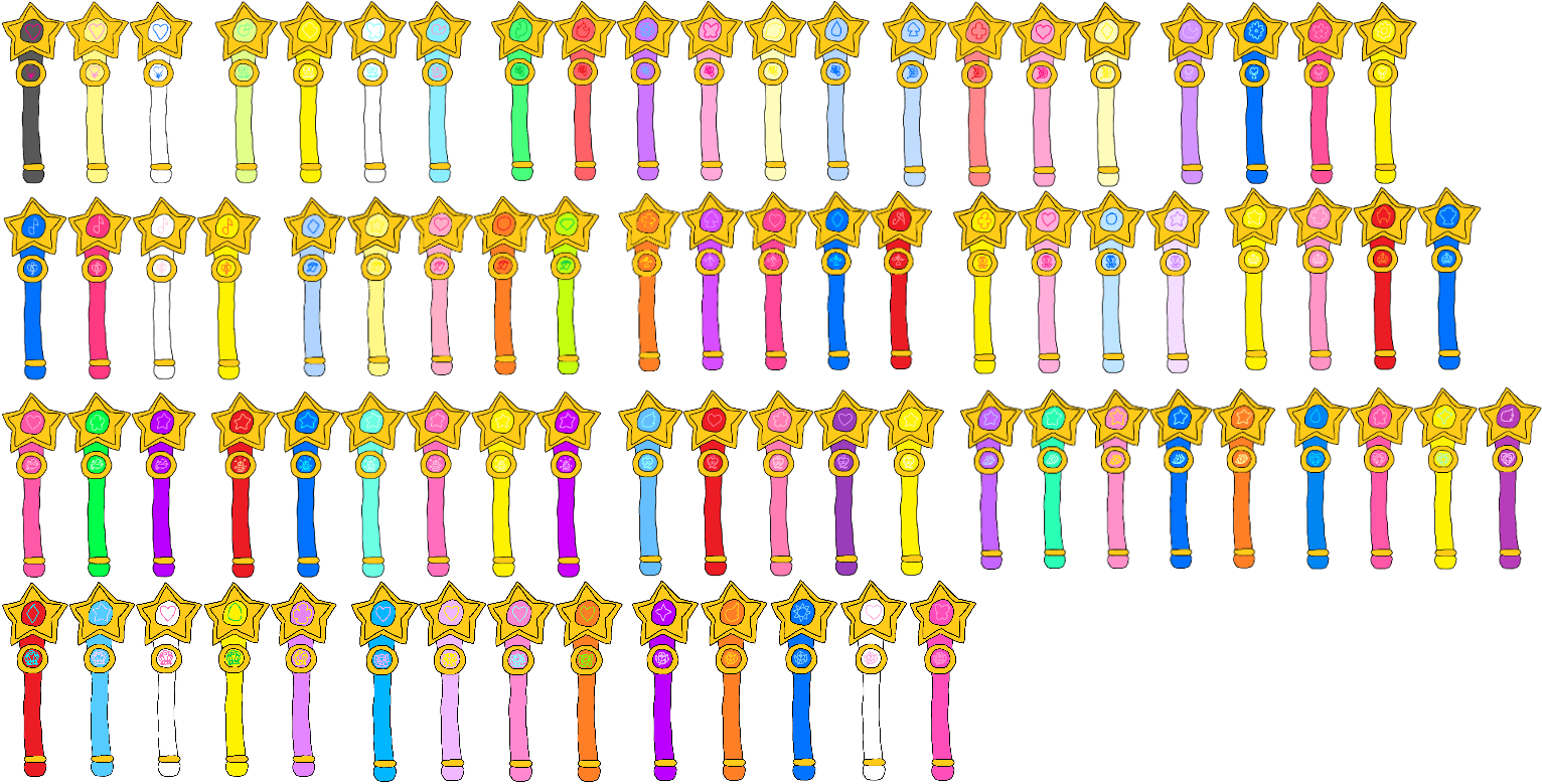 All Pretty Cure Star Rods by multicolorcody on DeviantArt