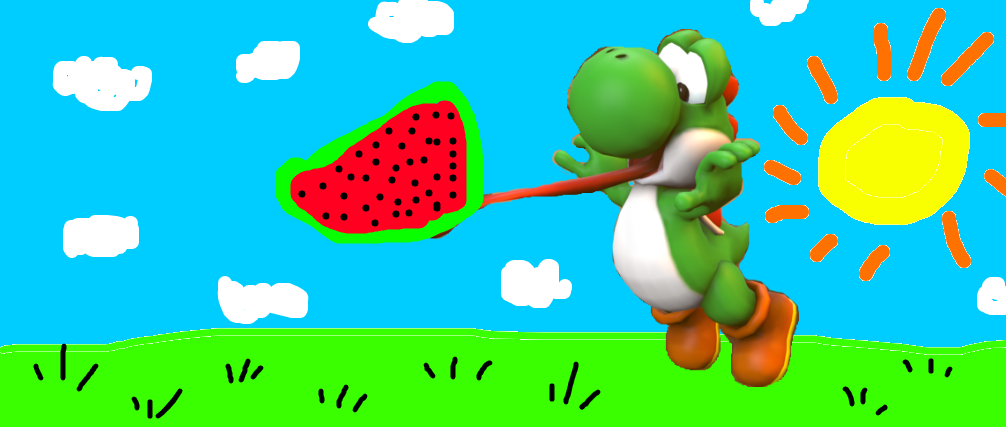 Yoshi Eating a Watermelon by NintendoMistress on DeviantArt