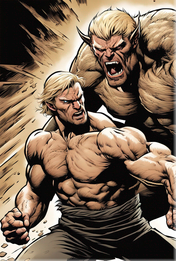 Beowulf Battles Grendel cartoon by BadgerCMYK on DeviantArt