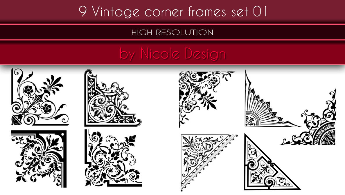 9 Vintage corner frames set 01 by noema-13 on DeviantArt