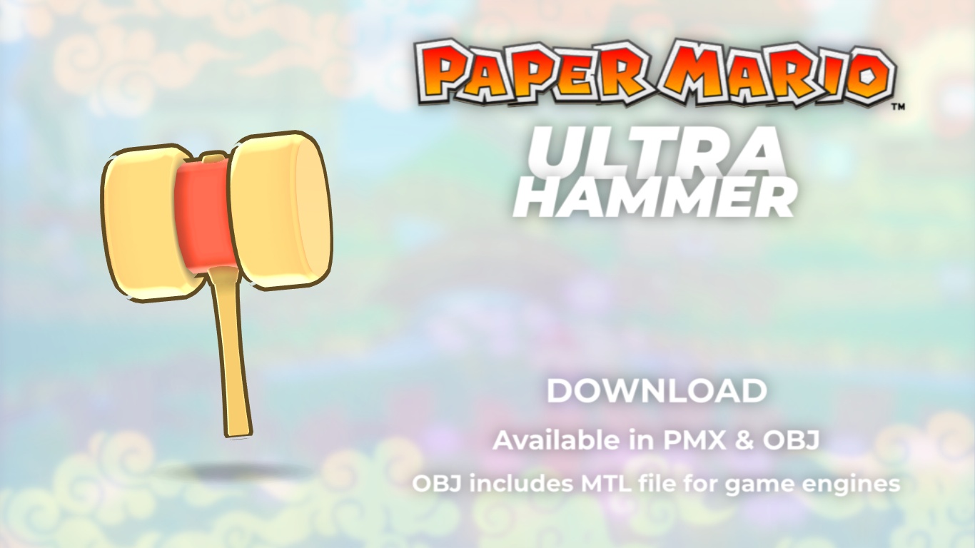 Paper Mario Ultra Hammer [for MMD and Games] by KawaiiCone on DeviantArt