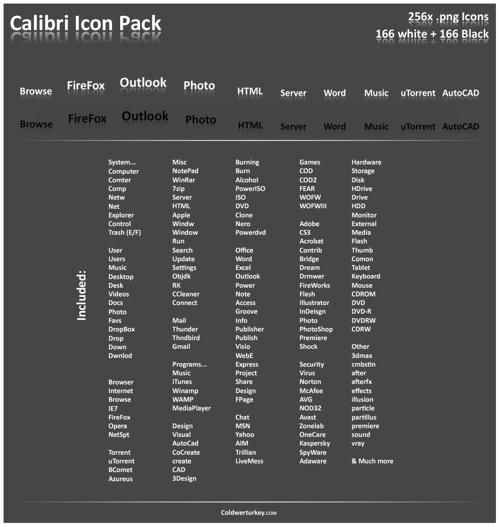 .:ReRelease:. Calibri Icons by coldwerturkey on DeviantArt