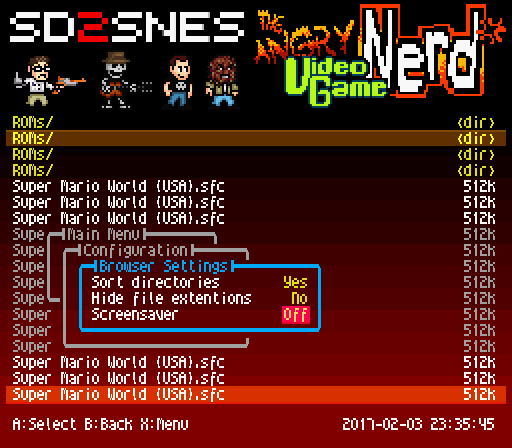 AVGN Theme - FXPAK / SD2SNES Menu by ABOhiccup on DeviantArt