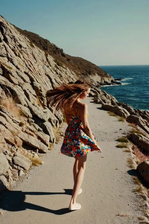 Girl in sundress walks on a rock path by BorBerskxLathander on DeviantArt
