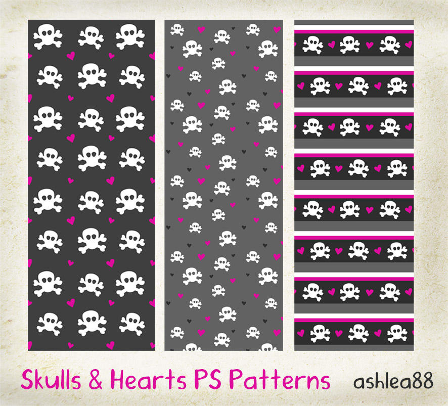 PS Patterns -Skulls and Hearts by ashzstock on DeviantArt