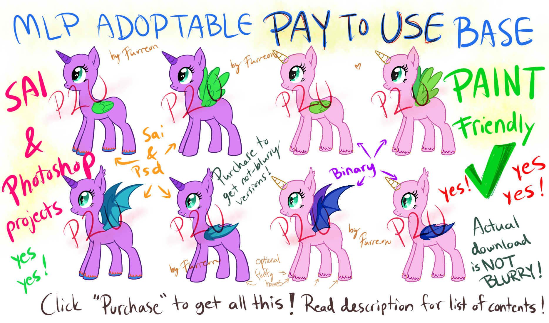 P2U MLP Base - Normal and Bat Pony [Sai/Psd/PAINT] by Furreon on DeviantArt