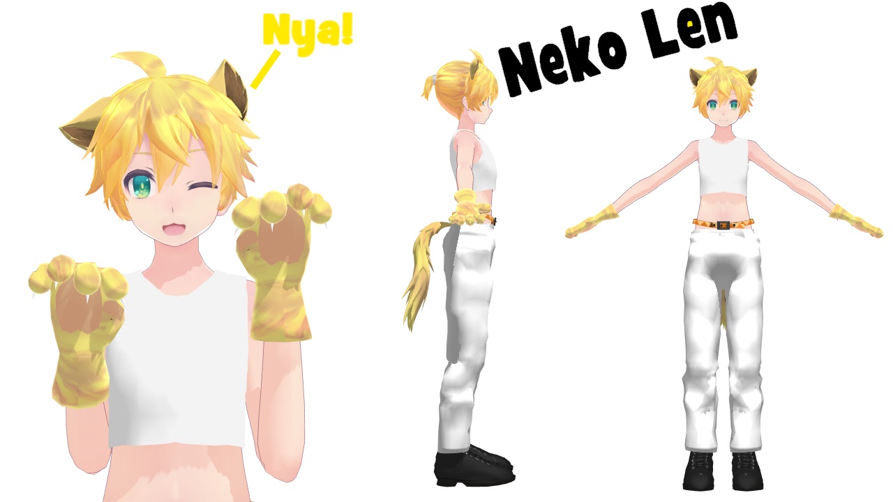 MMD - Neko Kagamine Len Dl by Aqua-Kun on DeviantArt