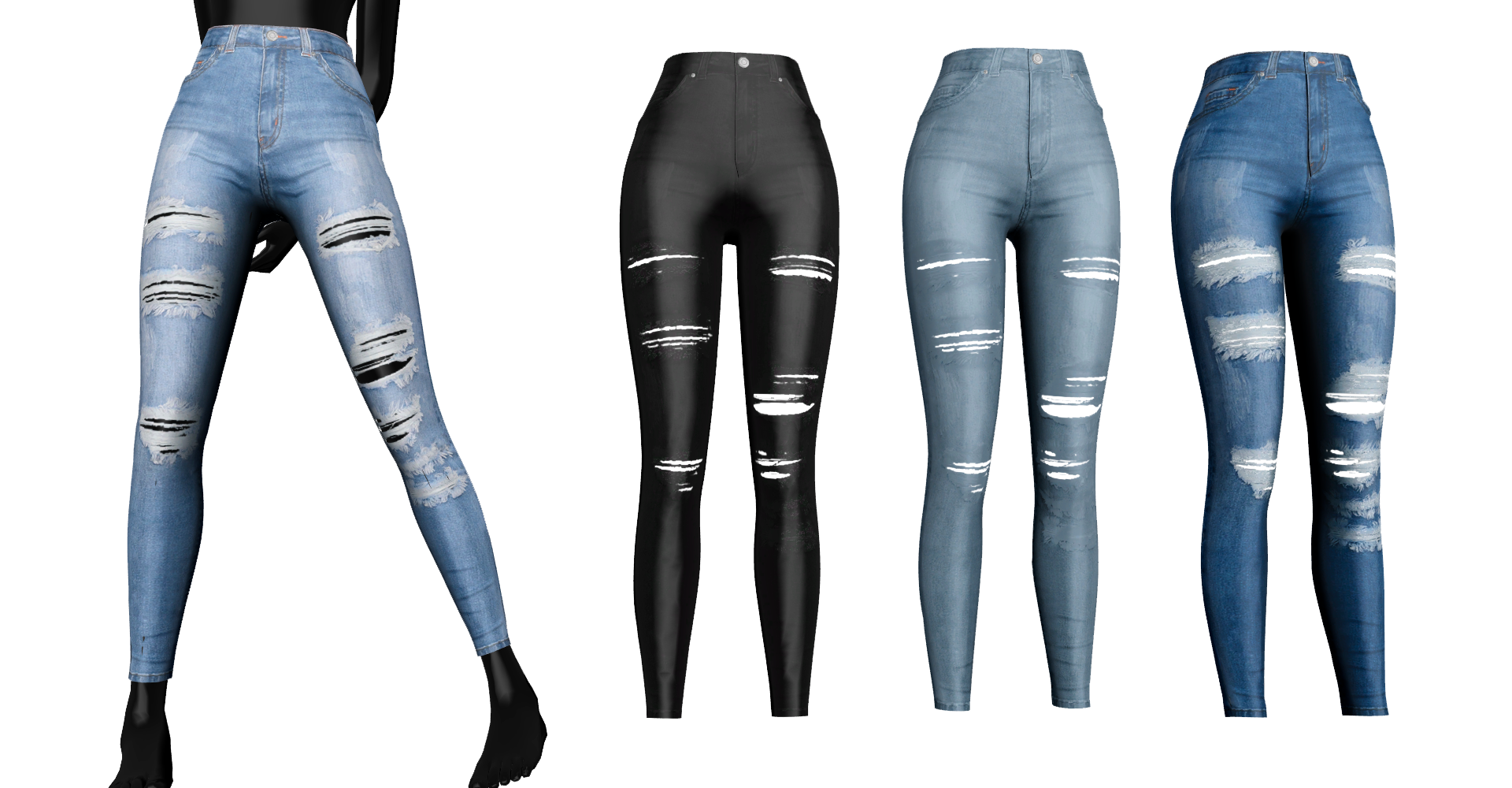 (MMDxDL) Ripped Skinny Jeans sims 4 by simscastt on DeviantArt
