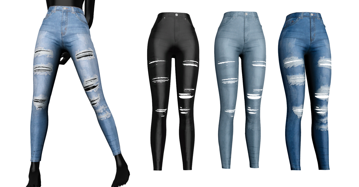(MMDxDL) Ripped Skinny Jeans sims 4 by simscastt on DeviantArt
