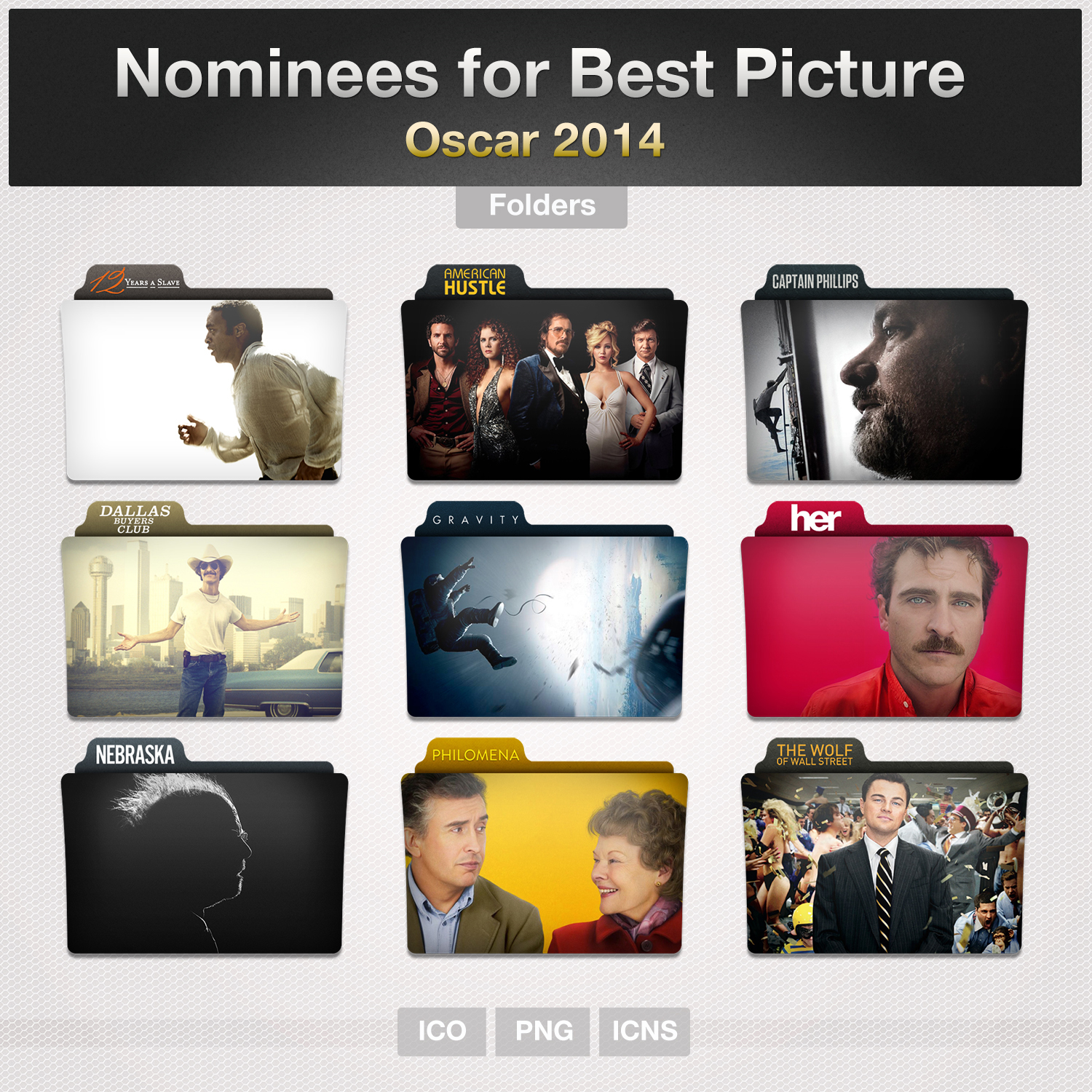 Oscar 2014 Movies Folders by limav on DeviantArt
