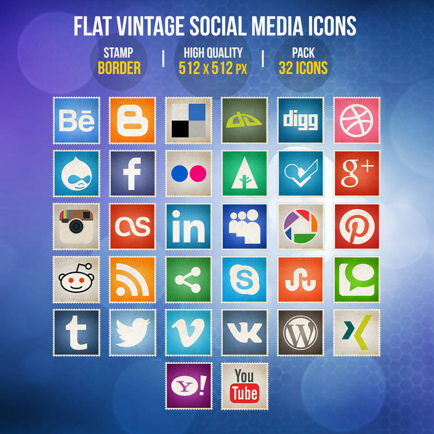 Flat Vintage Social Media Icons by limav on DeviantArt