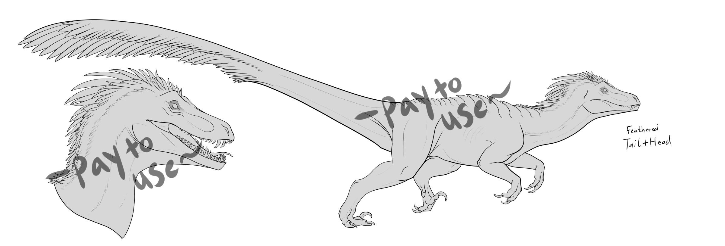 Feathered Tail and Head Raptor [P2U Template] by LordPuffballAdopts on ...