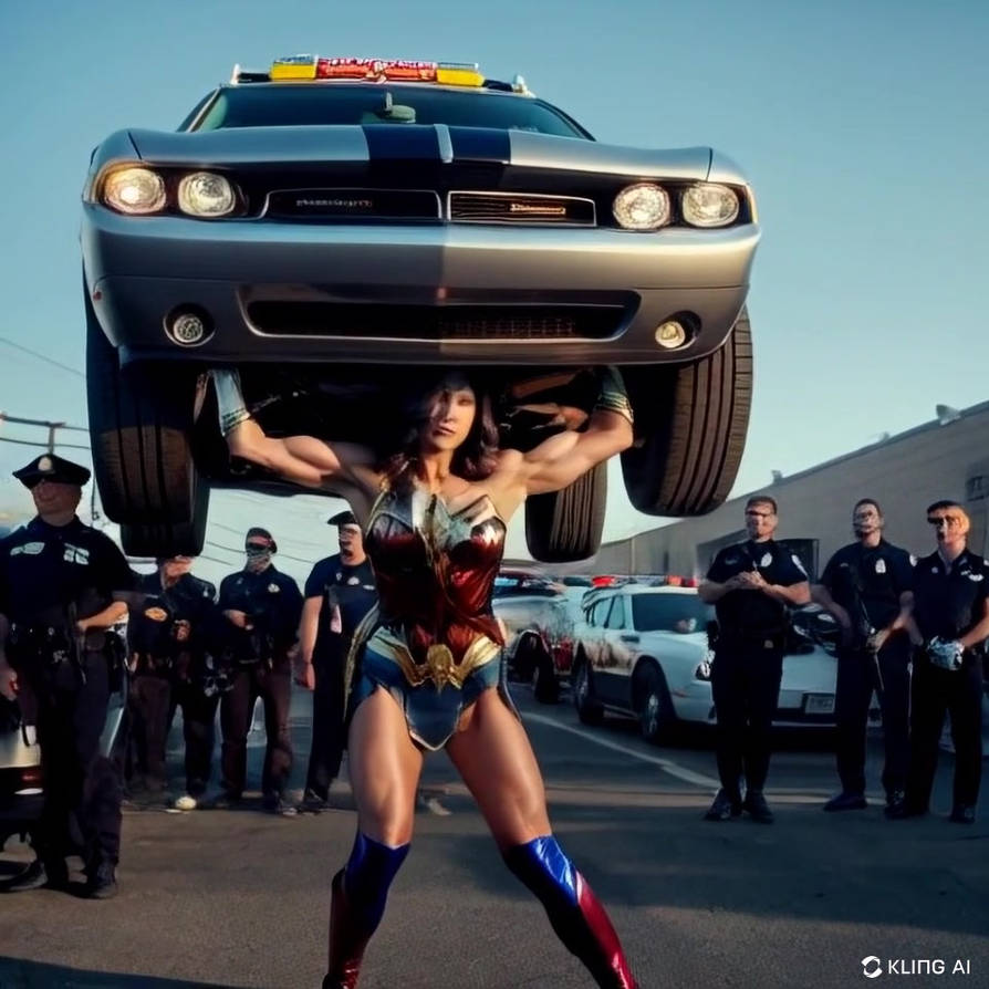 Huge muscular Wonder Woman lifting a Car by PowerGoofy on DeviantArt