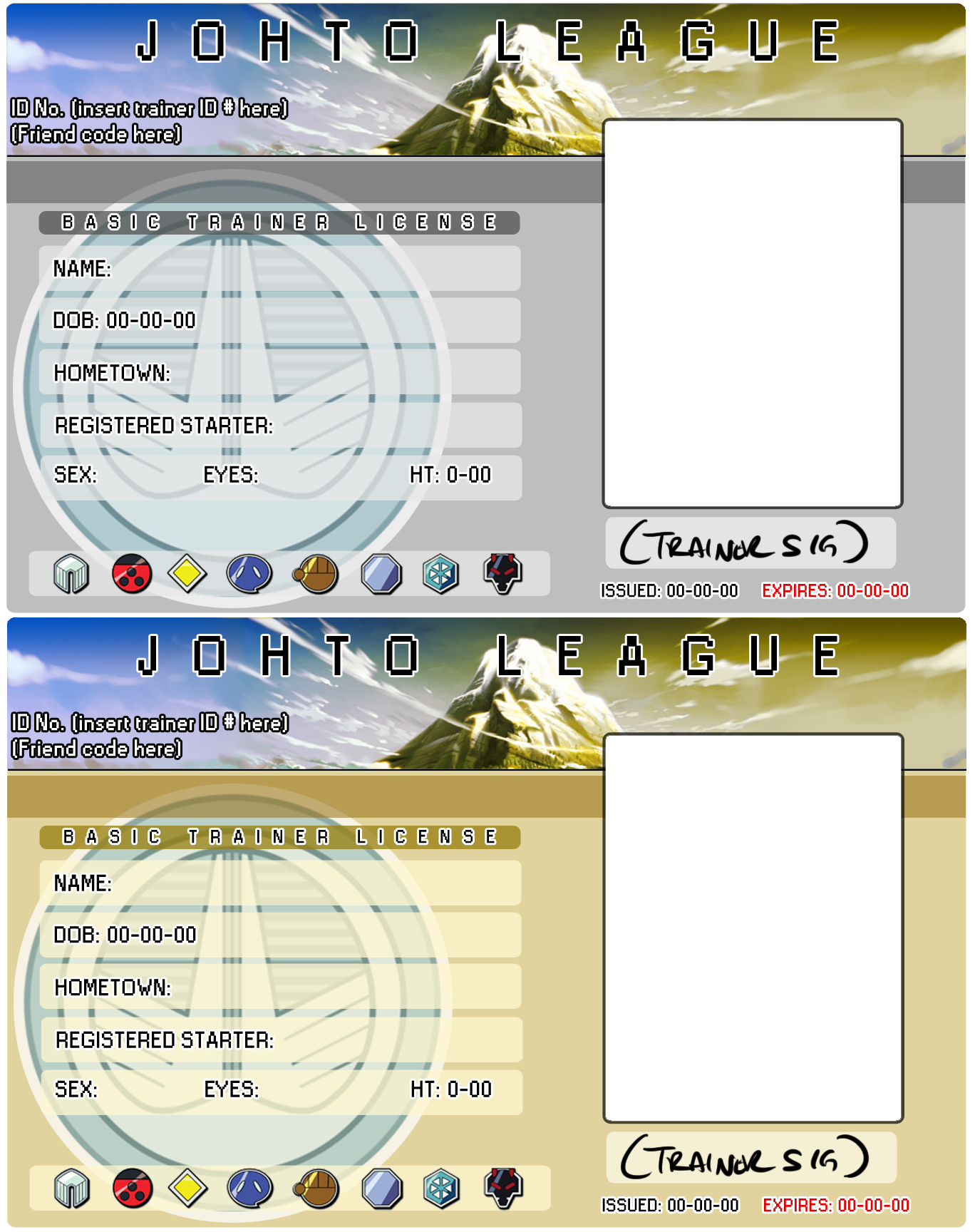 JOHTO Trainer License Templates by pettyartist on DeviantArt