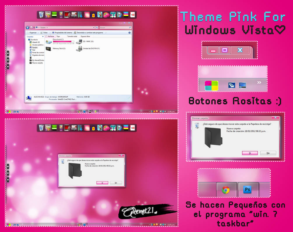 Theme Pink For windows Vista tema rosa para vista by alenet21tutos on ...