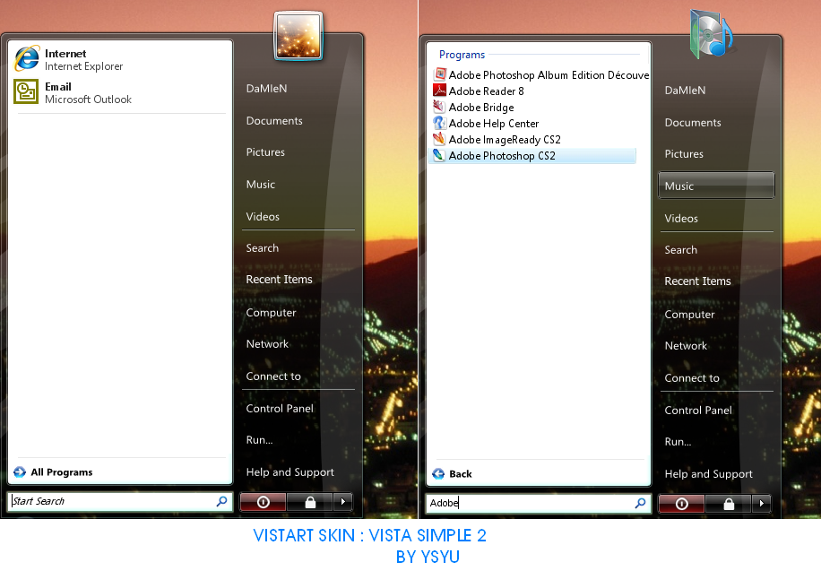 Vistart skin : vista simple 2 by ysyu on DeviantArt