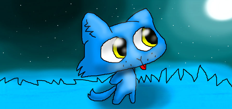 Blue kittten lighting up the night by miwia002 on DeviantArt