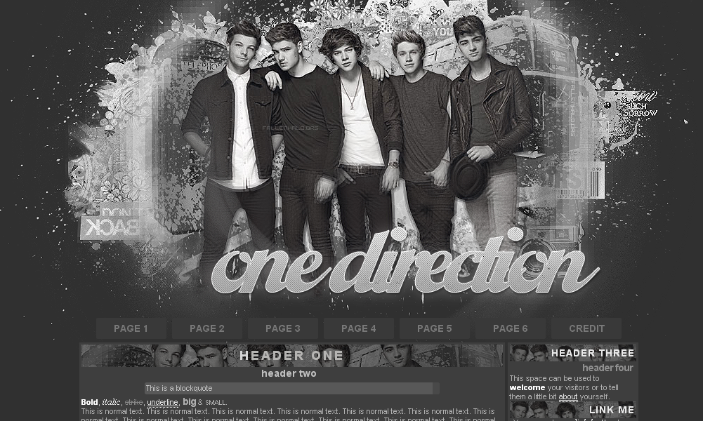 One Direction Header Black And White