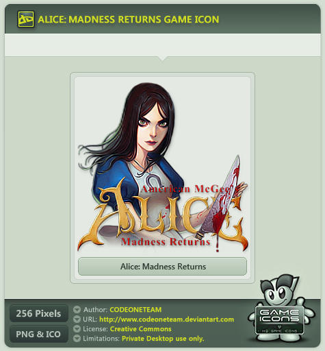 Alice: Madness Returns Icon by CODEONETEAM on DeviantArt