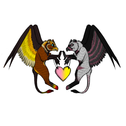Gryphon Couple Lineart by Riokou on DeviantArt