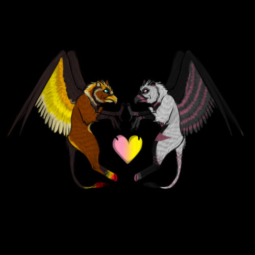 Gryphon Couple Lineart by Riokou on DeviantArt