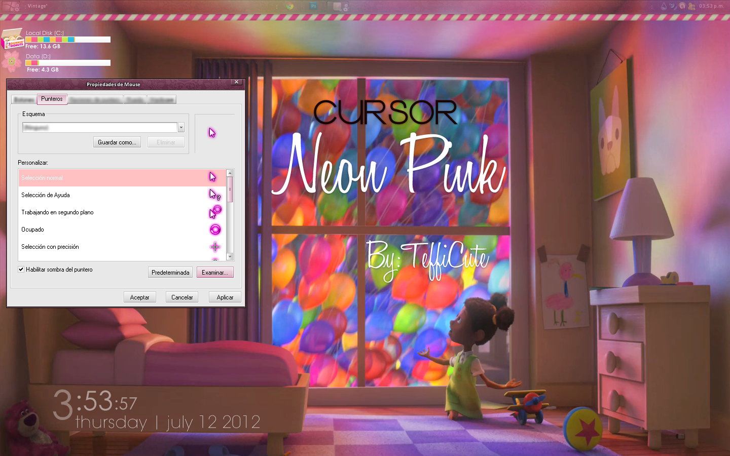 Cursor Neon Pink By {TeffiCute by MoustacheCute on DeviantArt