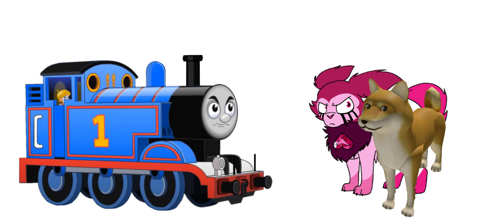 Thomas meets spinel and dogey (roblox dogey) by convbobcat on DeviantArt