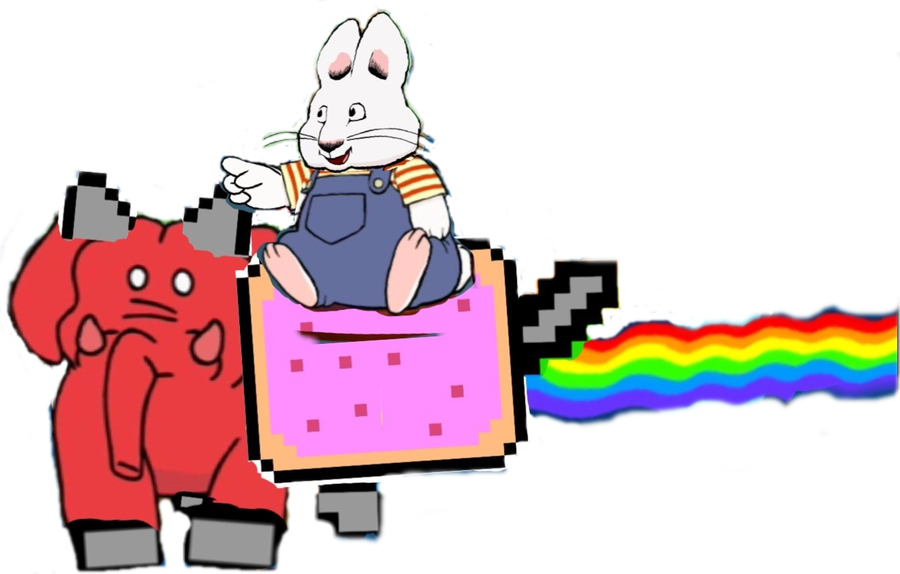 Max Riding Nyan Cat Red Rubber Elephant by SloanVanDoren on DeviantArt