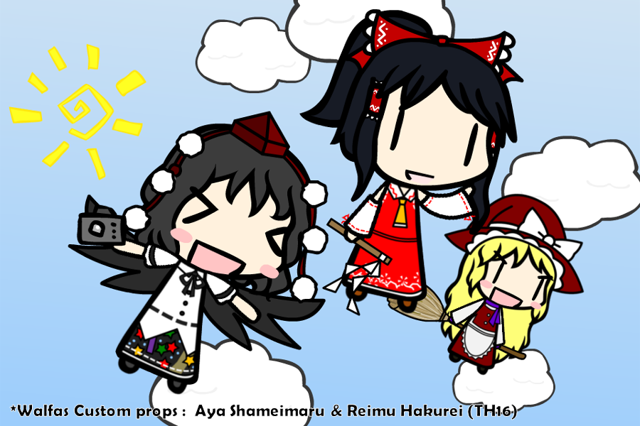 [Walfas]Aya and Reimu(TH16) (props) by tsunetake1012 on DeviantArt