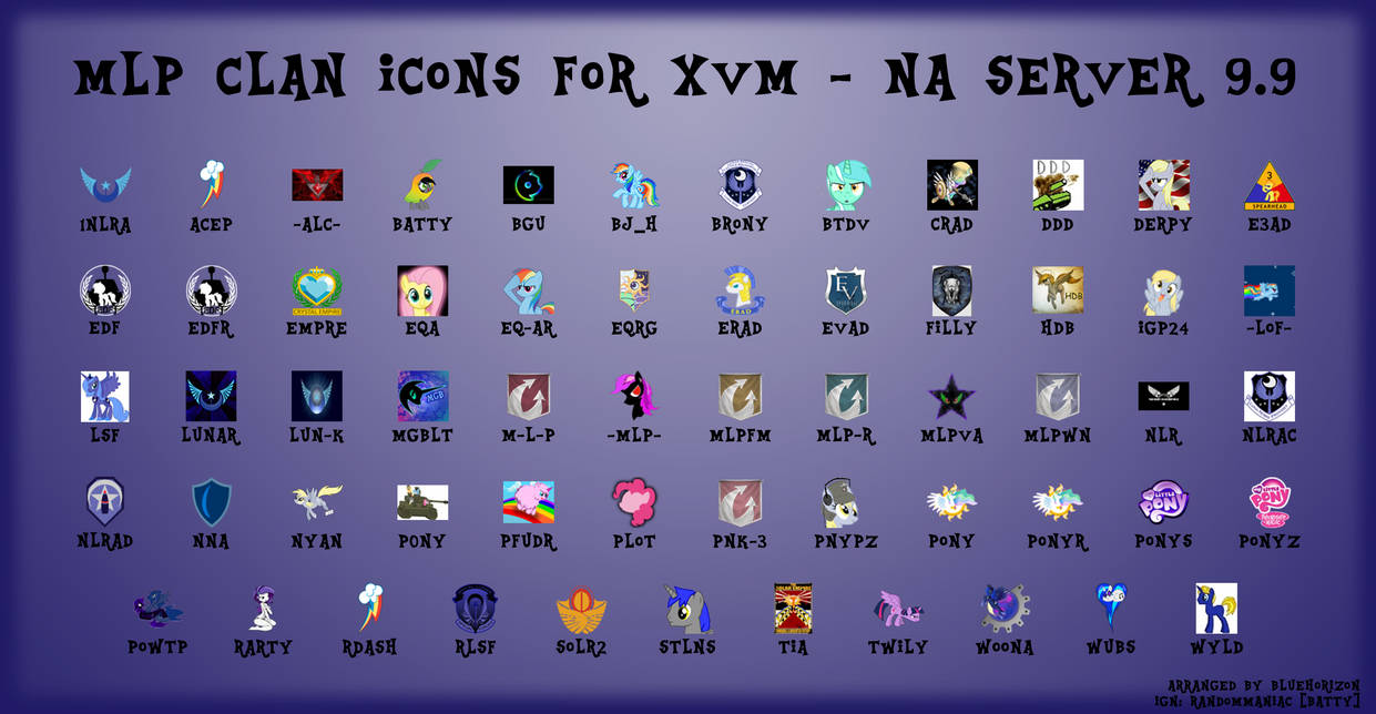 MLP Clan Icons for XVM (NA Server 9.9) by BlueHorizon-EQ on DeviantArt