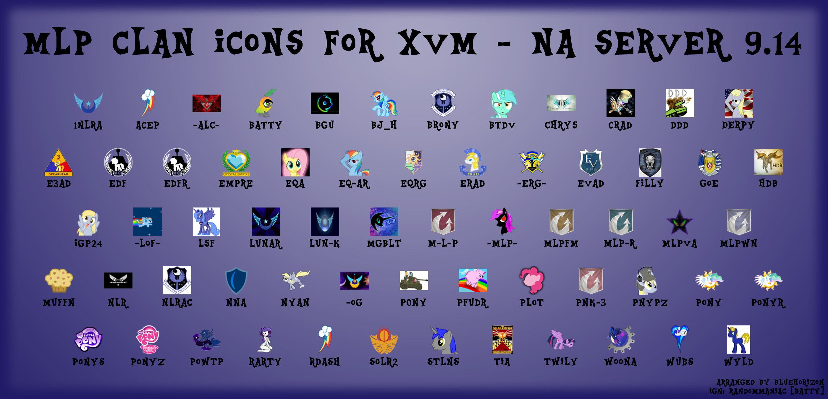 MLP Clan Icons for XVM (NA Server 9.14) by BlueHorizon-EQ on DeviantArt