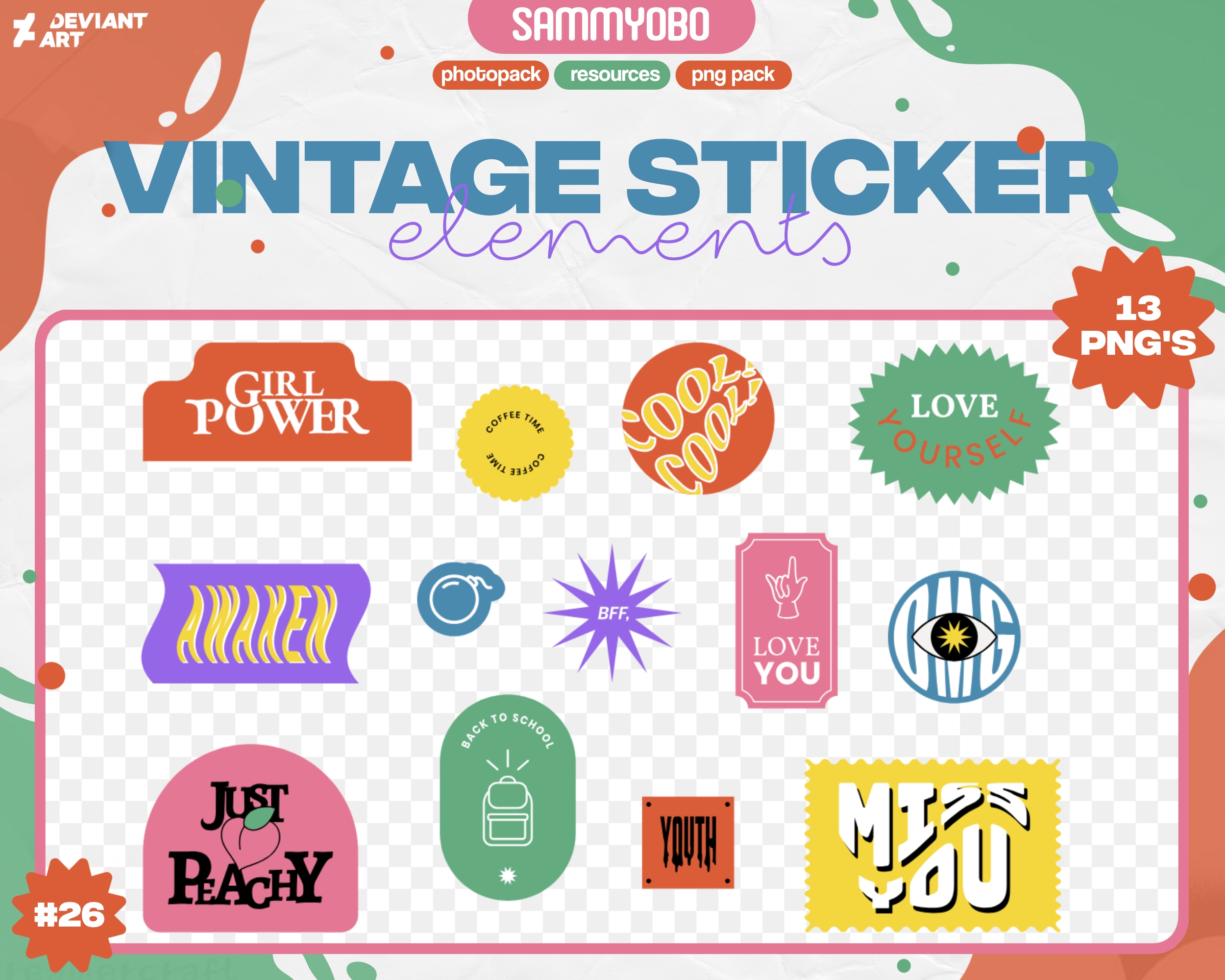 #26 Resources -Vintage Sticker Elements png pack by SammyObo on DeviantArt