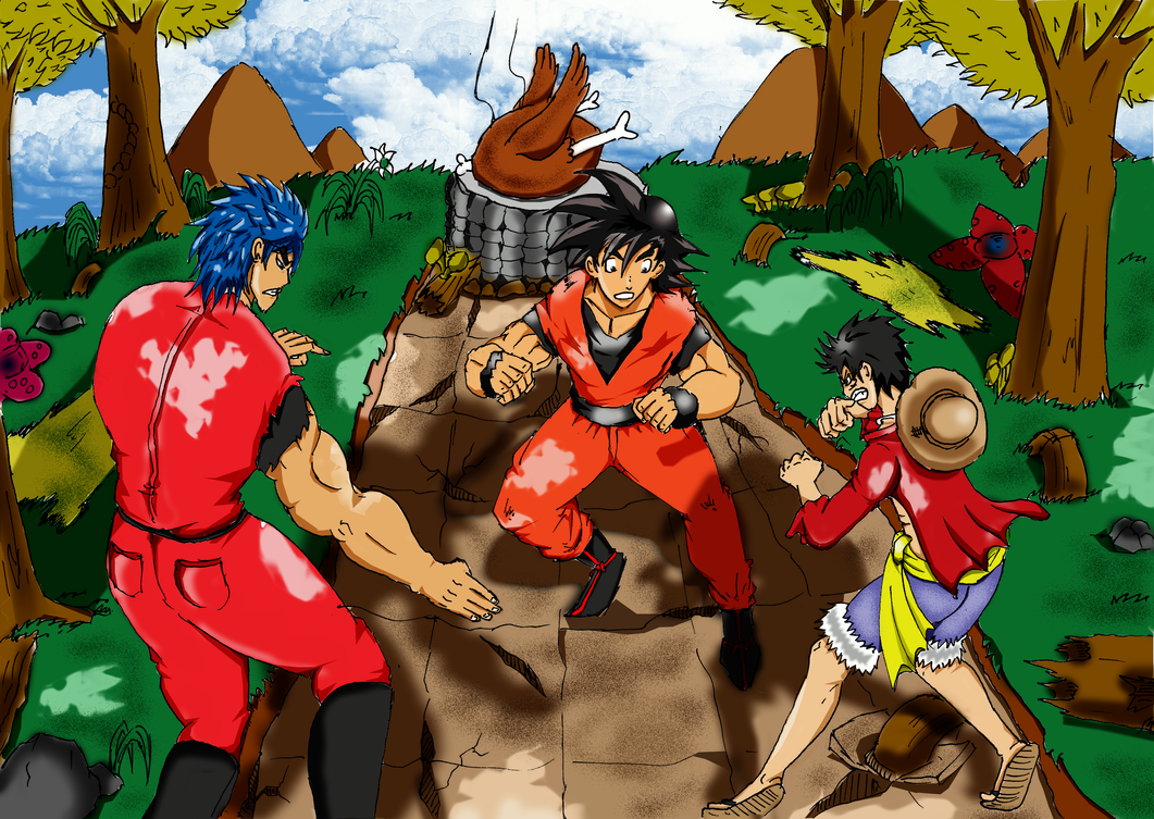 Toriko and Luffy VS Goku by Zerosyaix33 on DeviantArt