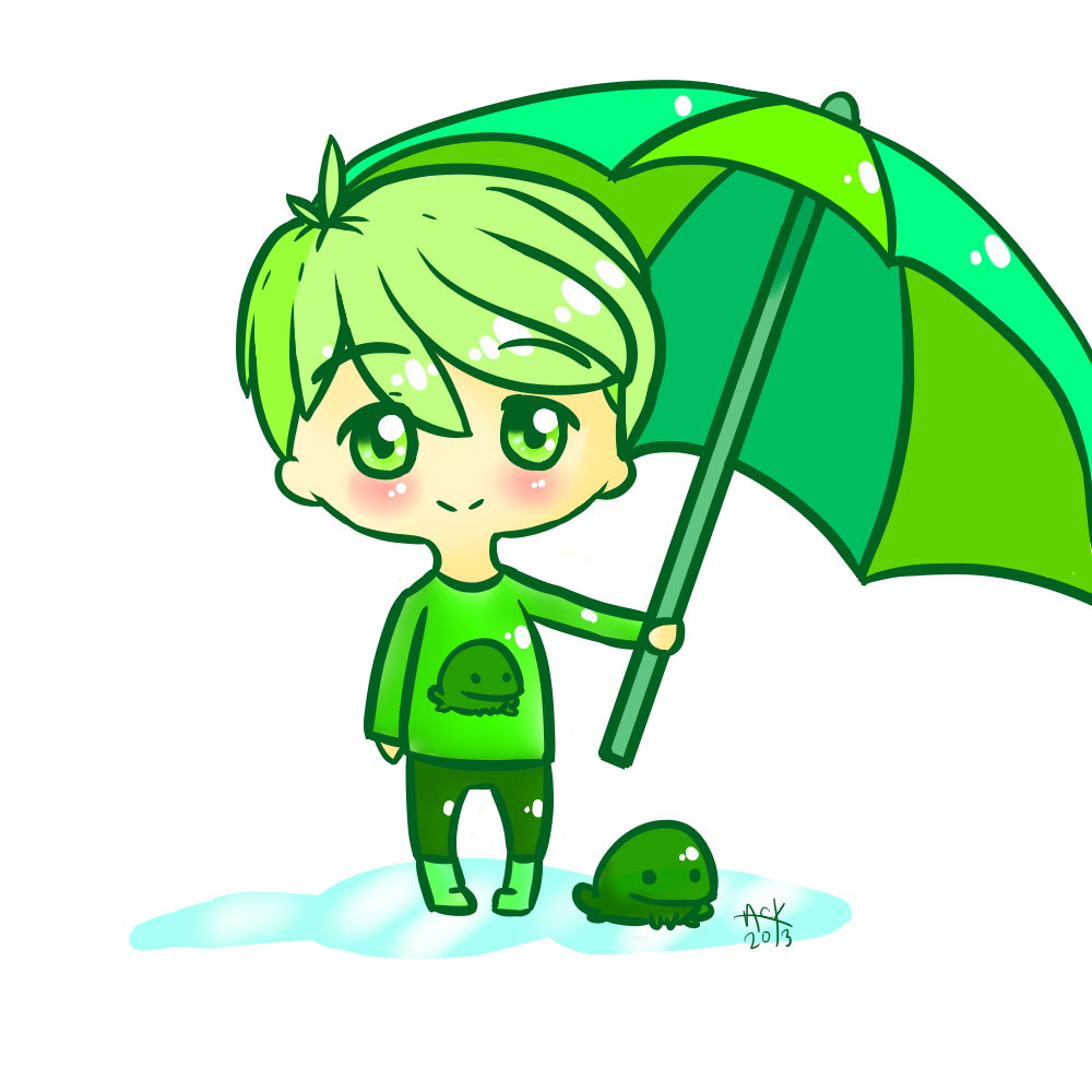 Green Chibi: Puddle by ameliaclairearts on DeviantArt